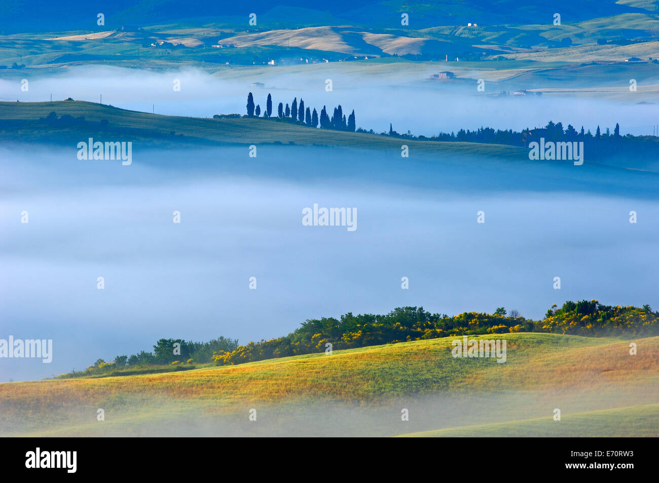 Val d'Orcia, Orcia Valley at dawn,Morning fog, UNESCO World Heritage ...