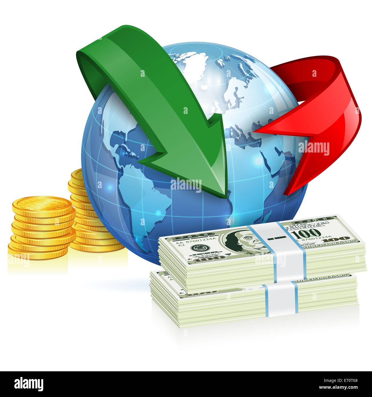 World globe coins Cut Out Stock Images & Pictures - Alamy