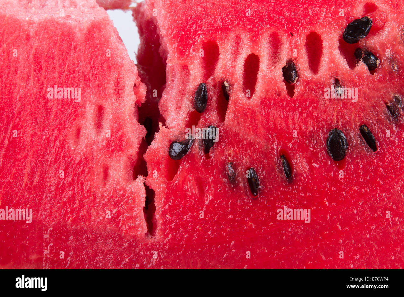 Close up, detail view of red, fresh watermelon as texture background ...