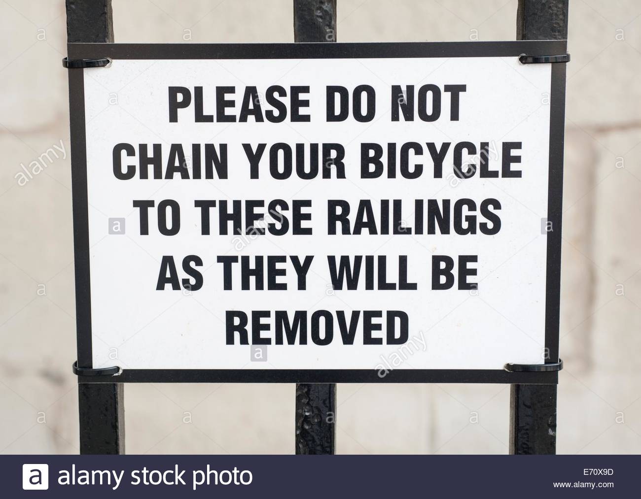 Bike Railings Sign Stock Photos & Bike Railings Sign Stock Images - Alamy