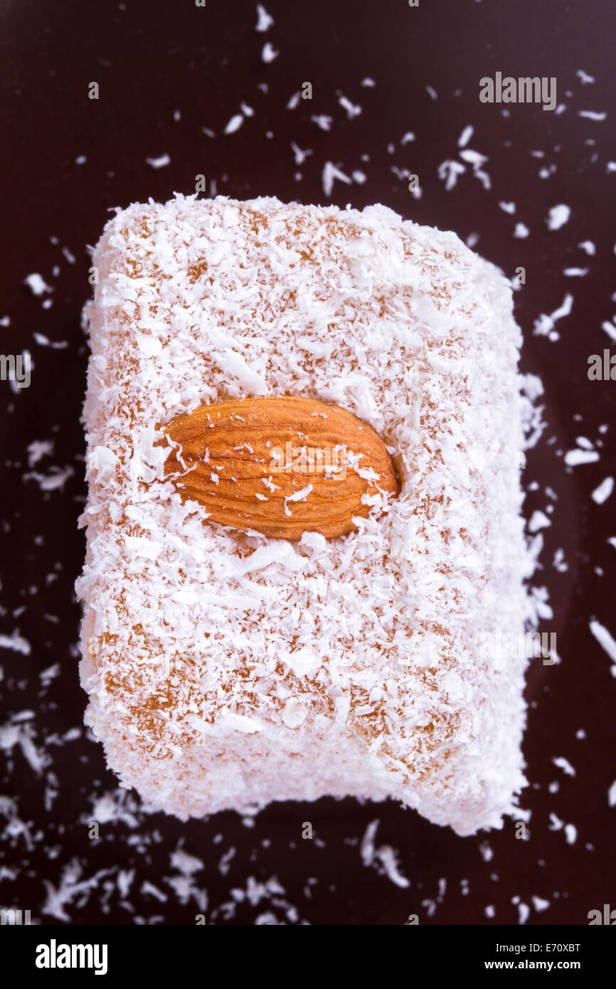 Single Turkish delight in brown bowl Stock Photo - Alamy