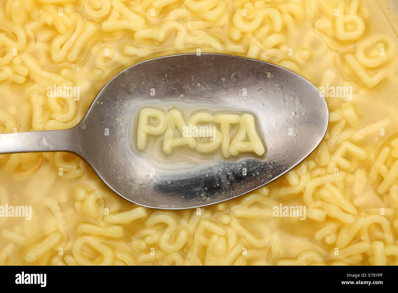 Alphabet spaghetti letters hi-res stock photography and images - Alamy