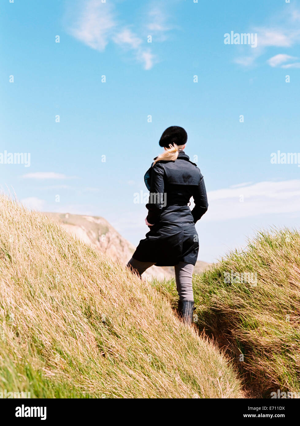 Rear view of a woman beret hat hi-res stock photography and images - Alamy