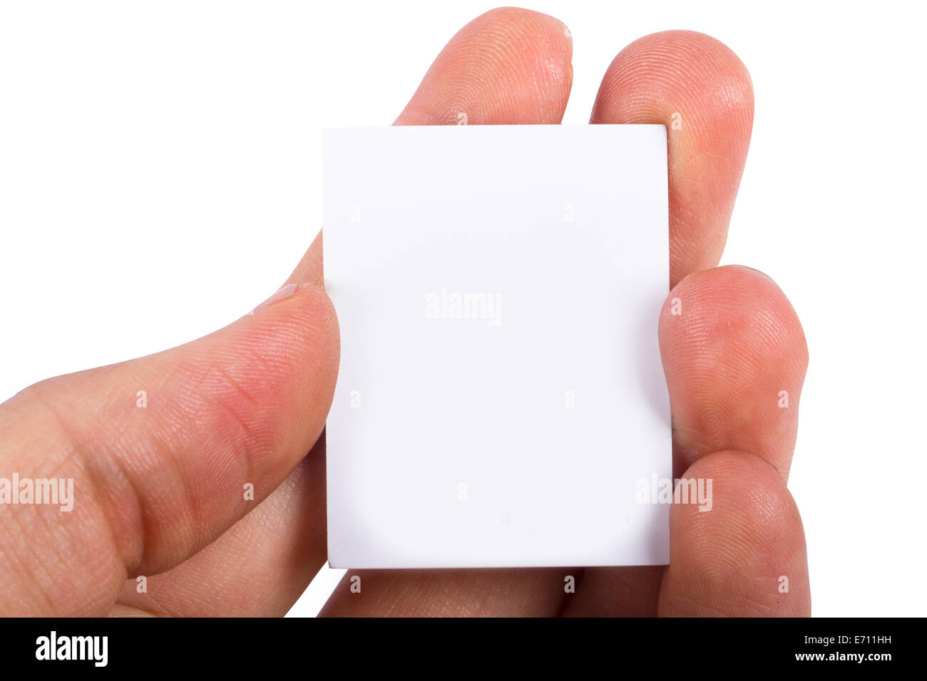 Hand holding white card for your design, isolated on white background ...