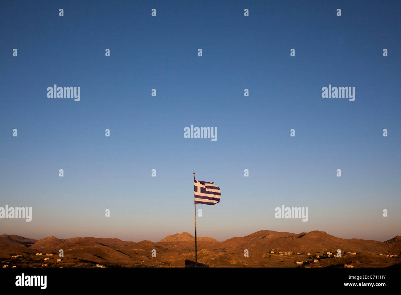 Greek flag in Lemnos Stock Photo - Alamy