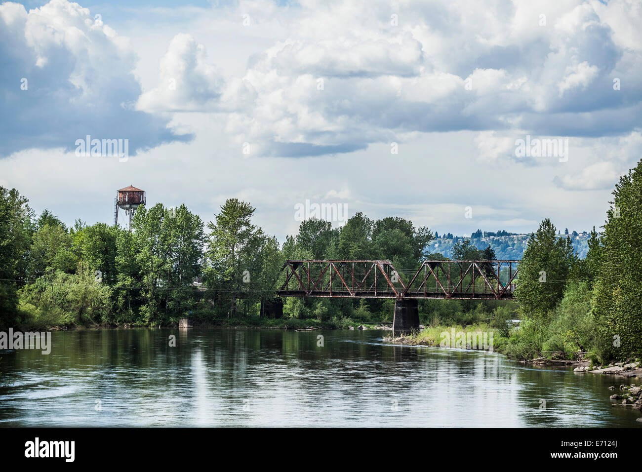 Steel bridge over water, Portland, Oregon Stock Photo - Alamy