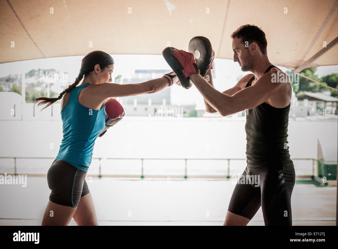 Woman trainer boxing hi-res stock photography and images - Alamy