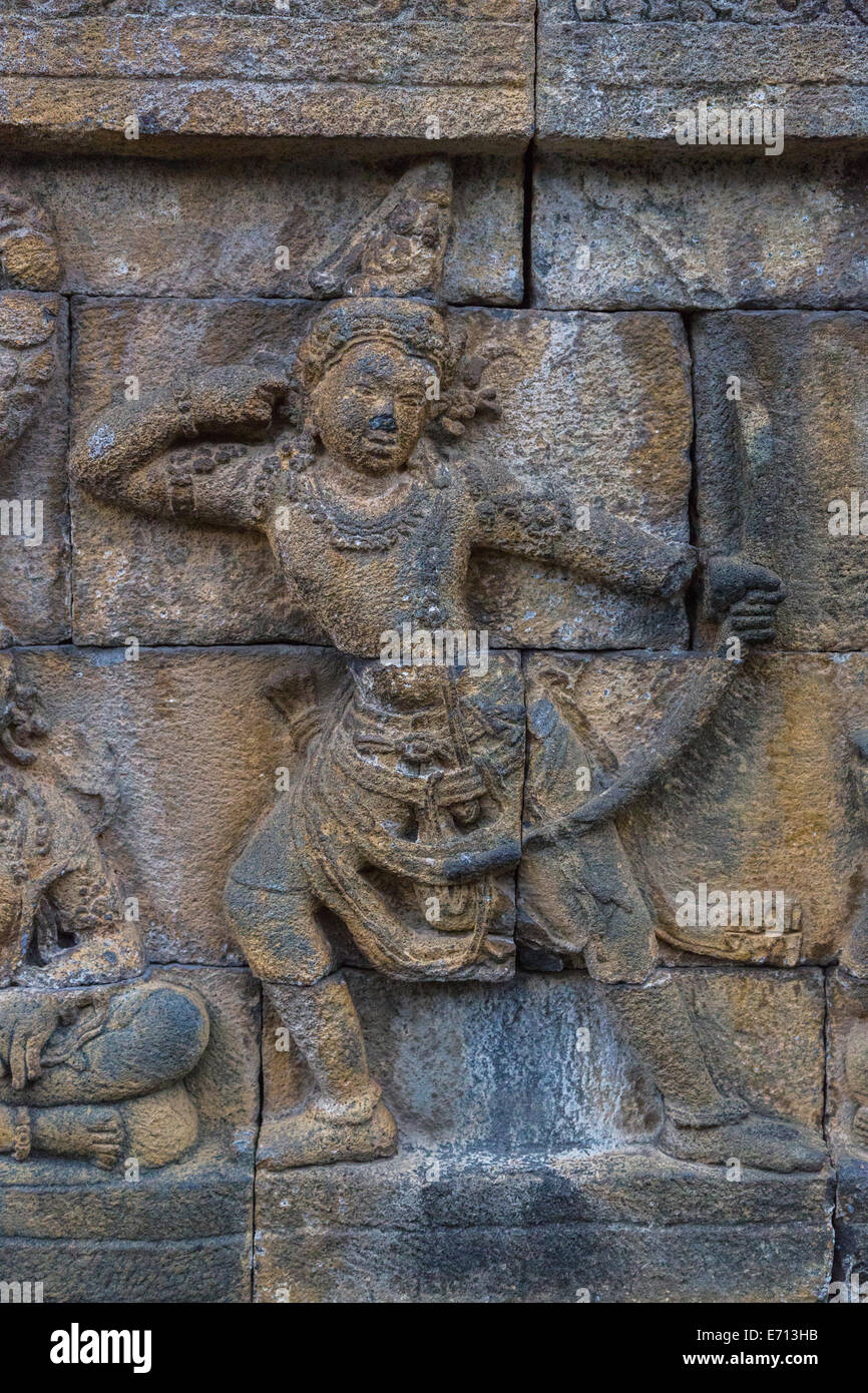 Borobudur, Java, Indonesia. Detail in Bas-relief Carvings Depicting ...