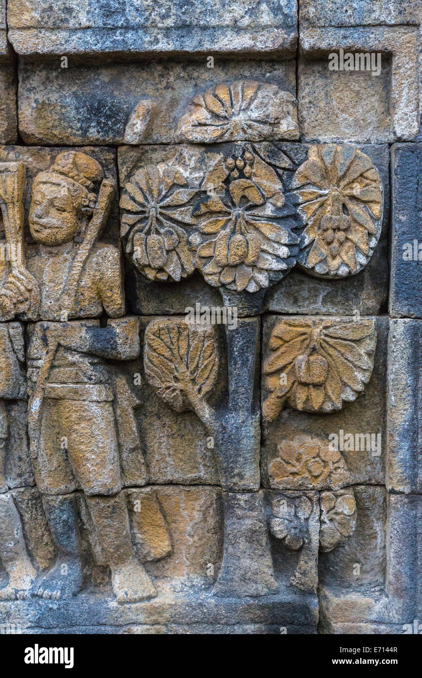 Borobudur, Java, Indonesia. Bas-relief Carvings Depicting Scenes from ...