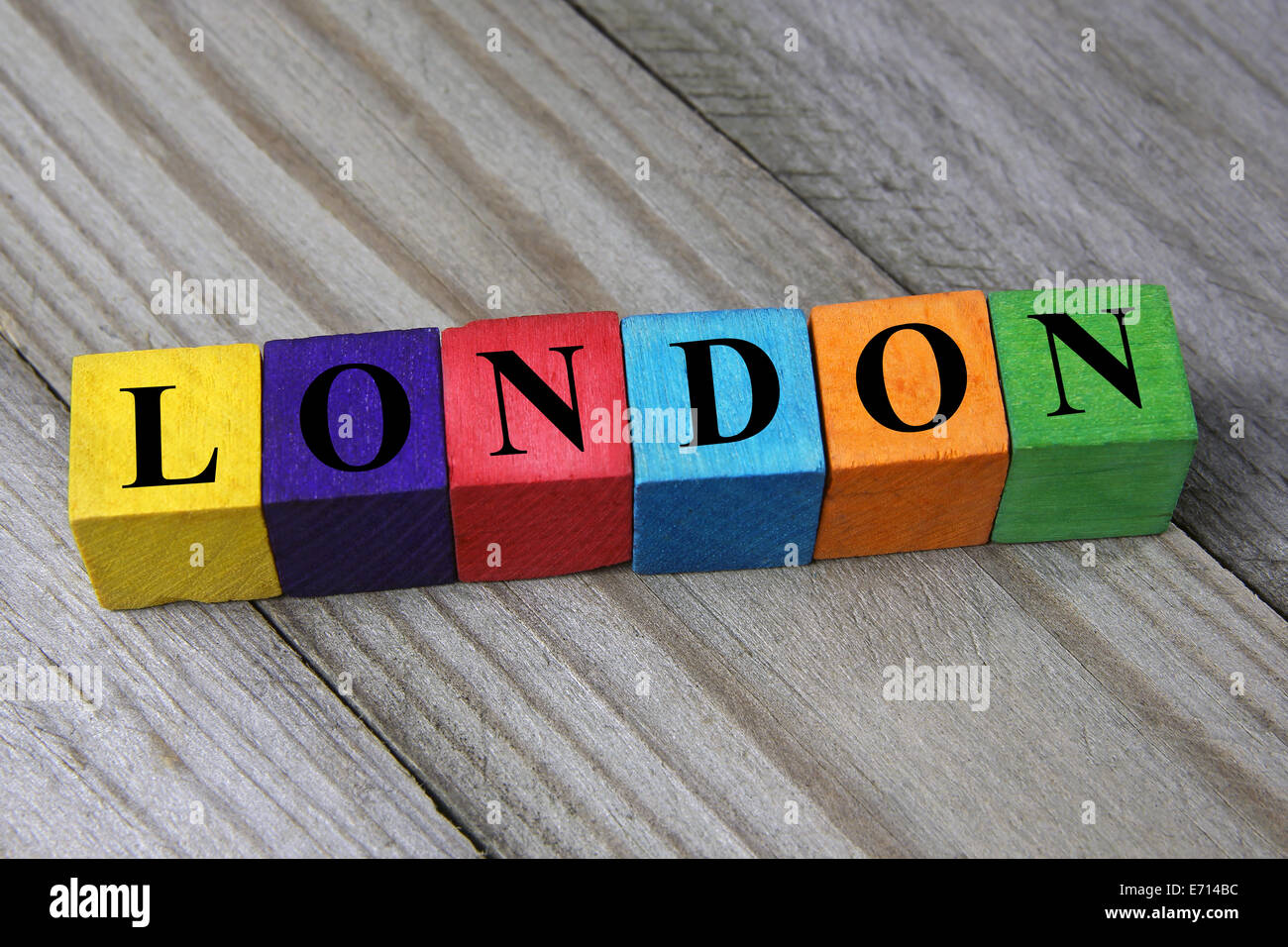 word london on colorful wooden cubes Stock Photo - Alamy