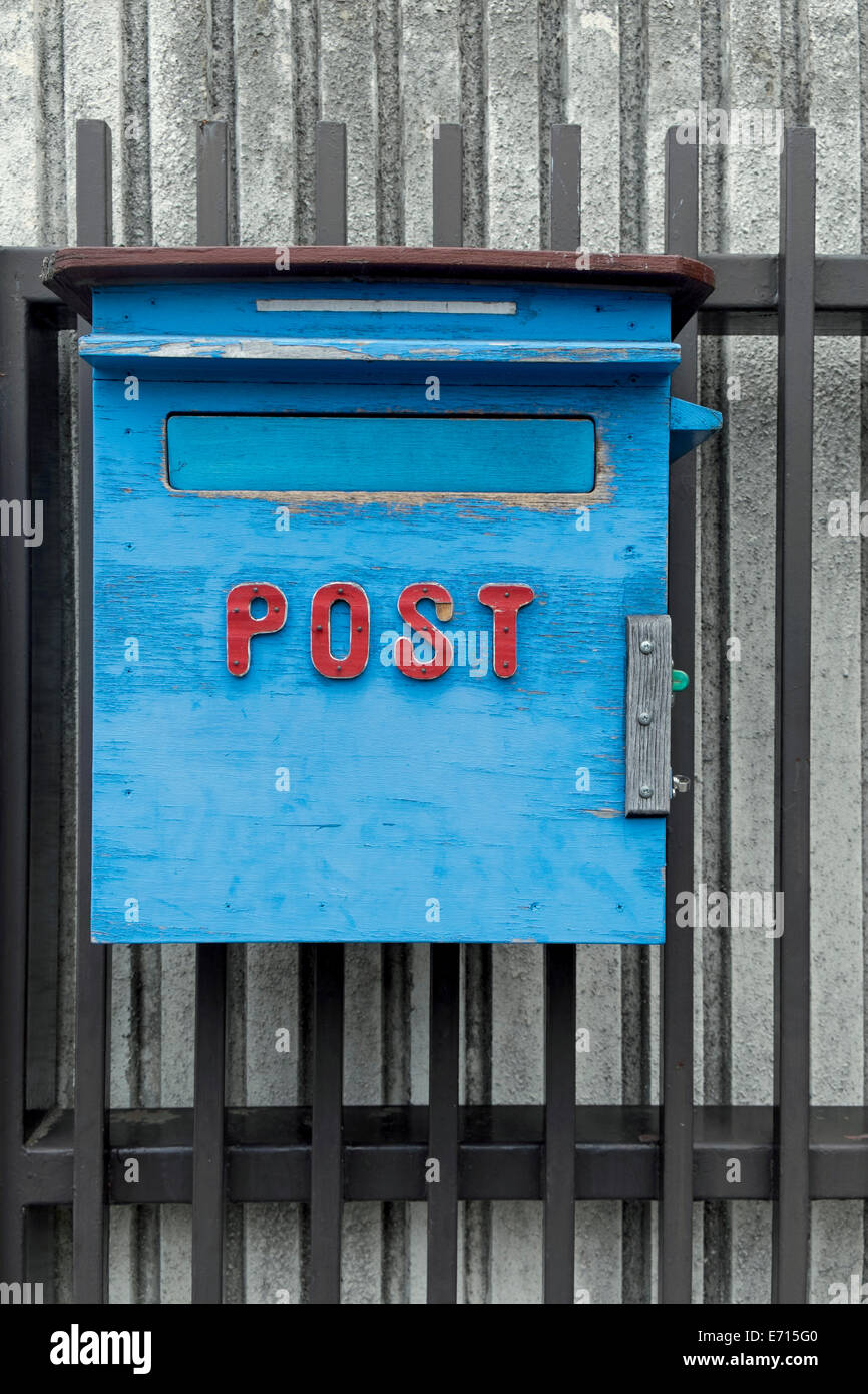 Japan, Kyoto, Blue letterbox Stock Photo - Alamy