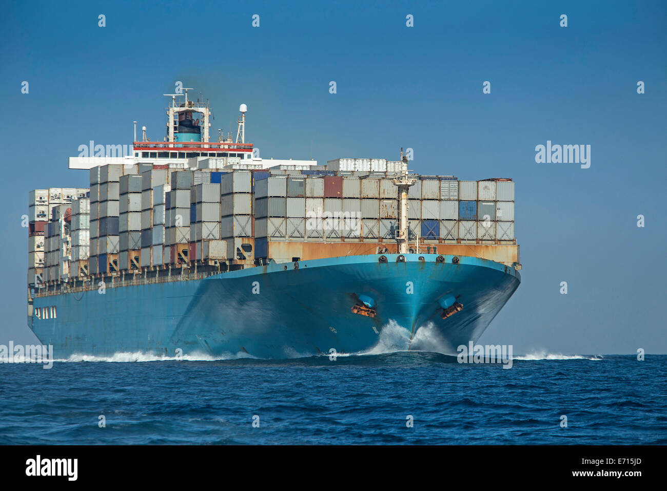 Spain, Andalusia, Tarifa, Container ship Stock Photo - Alamy