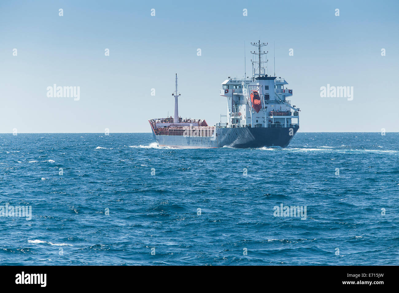 Spain, Andalusia, Tarifa, Strait of Gibraltar, Cargo ship Stock Photo ...
