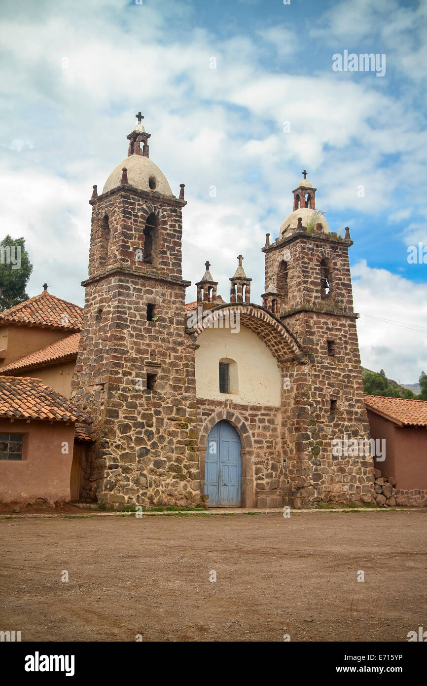 South America, Peru, View of a little colonial Church in Cusco Stock ...