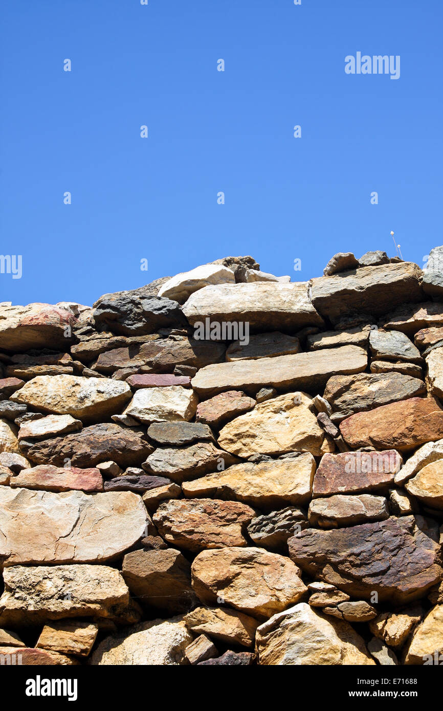 Greece, Cyclades, Naxos, partial view of an old natural stonewall Stock ...