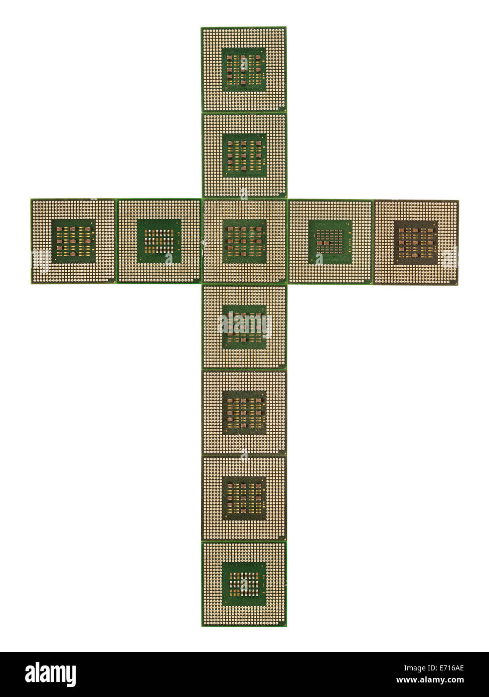 Cross made of old and dirty microprocessors Stock Photo - Alamy
