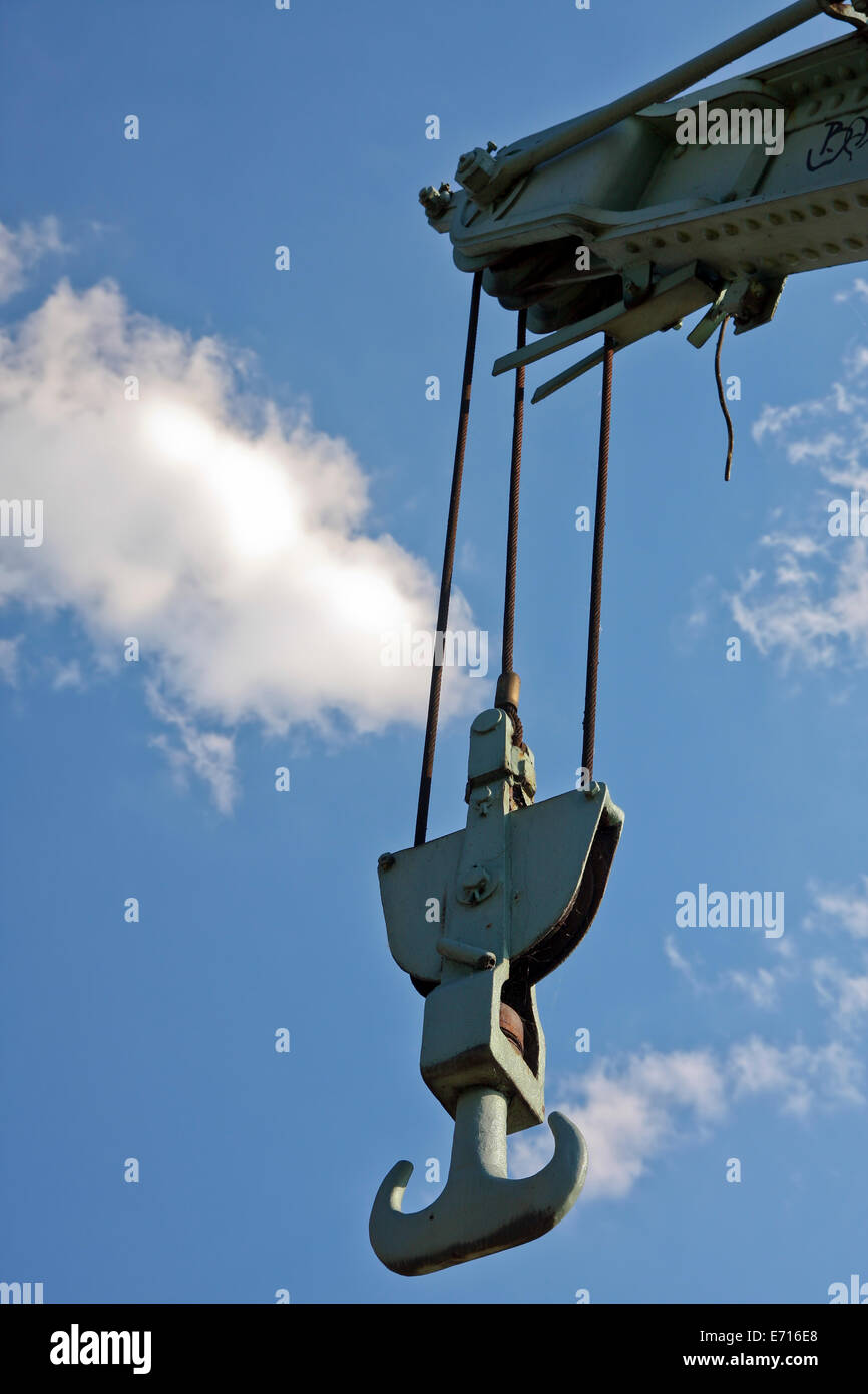 Germany, Hamburg, hook of a crane at the port of Hamburg Stock Photo ...
