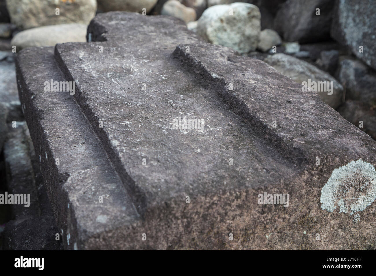 Yogyakarta, Java, Indonesia. Prambanan Stones, showing how grooves were ...