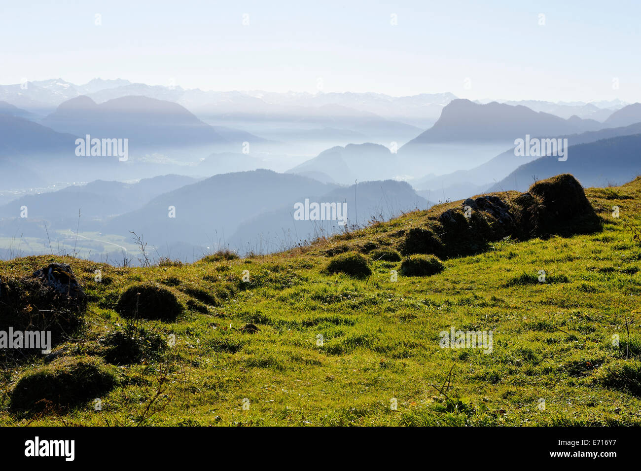 Austria, Alto Adige, View from Kranzhorn mountain to Inn Valley with ...
