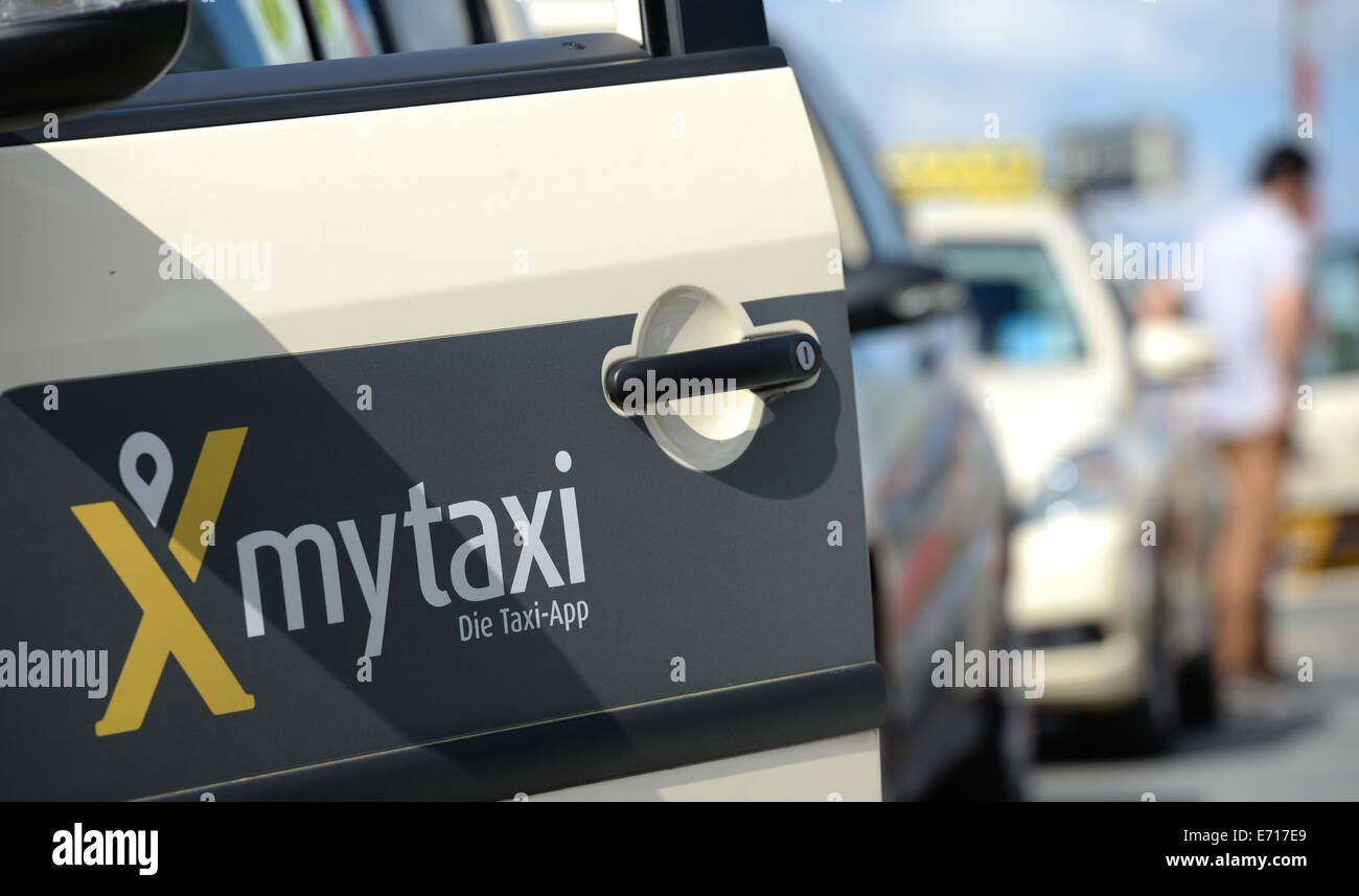 Hamburg, Germany. 03rd Sep, 2014. The logo of the app MyTaxi is ...