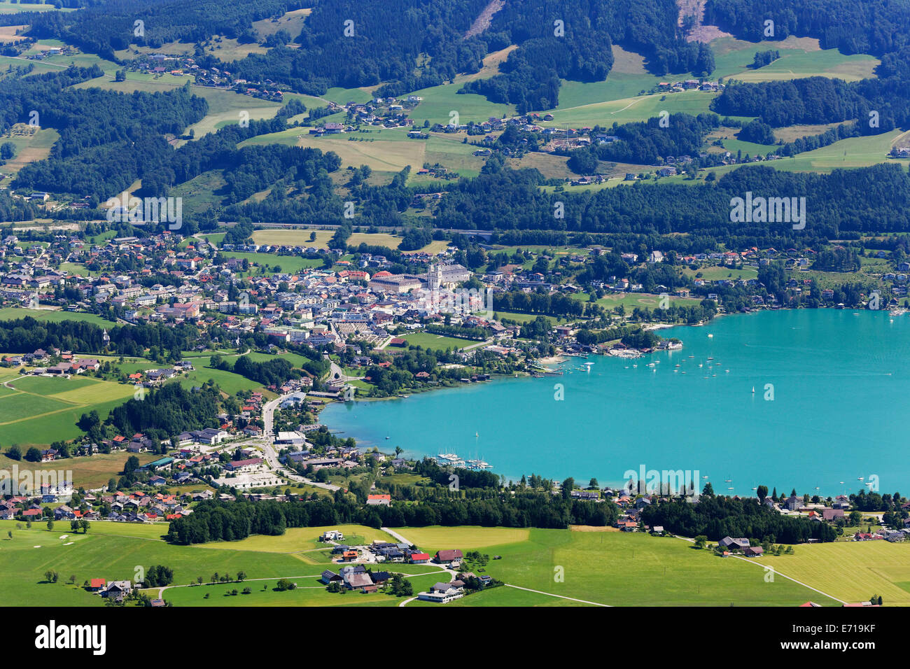 Austria, Upper Austria, Salzkammergut, Mondsee at Lake Mondsee Stock ...