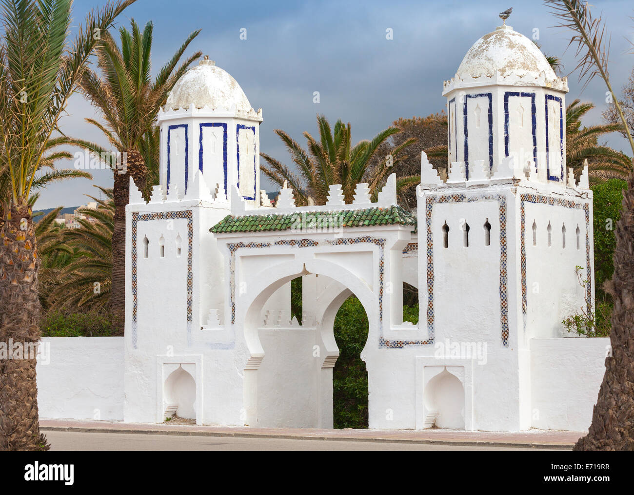 Ancient white gate to the park in Tangier, Morocco Stock Photo - Alamy