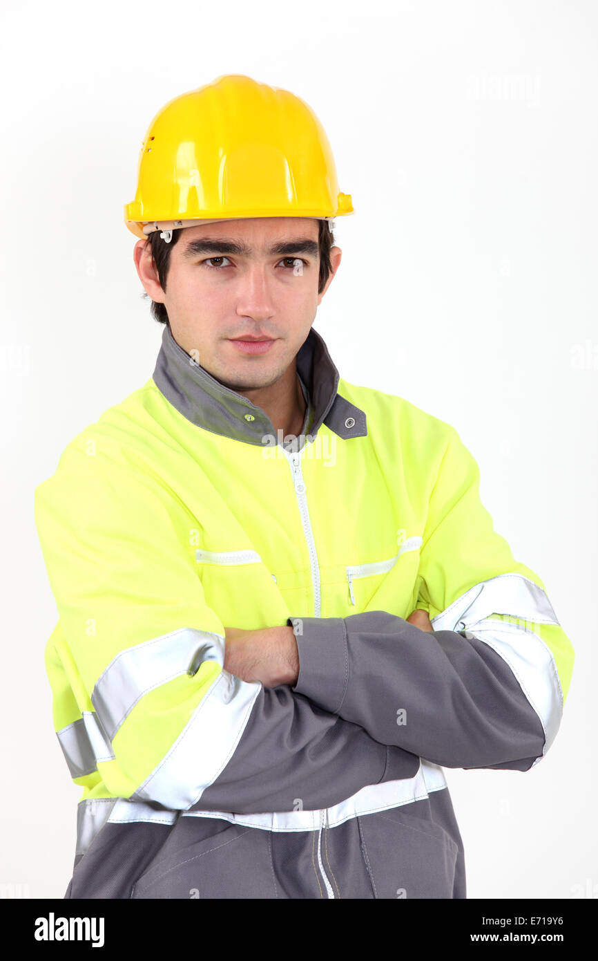 Man wearing high-visibility jacket Stock Photo - Alamy