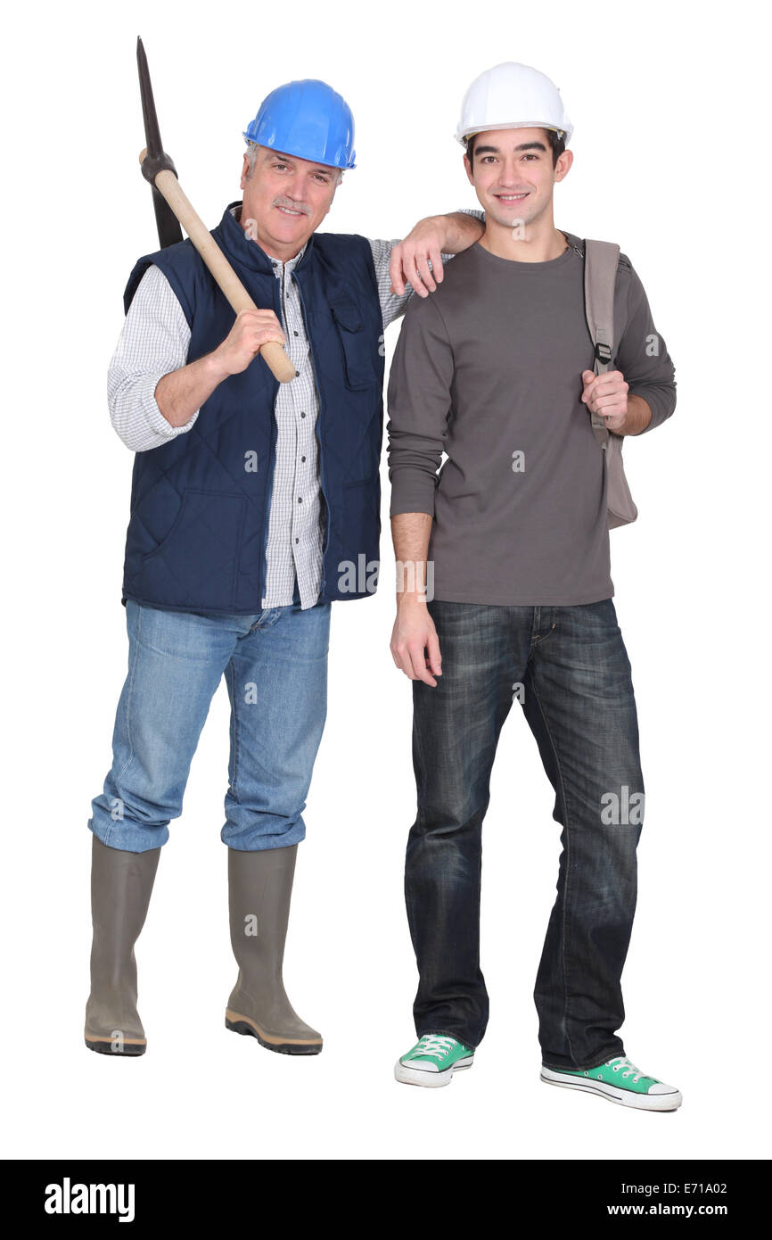 Construction workers installing Cut Out Stock Images & Pictures - Alamy