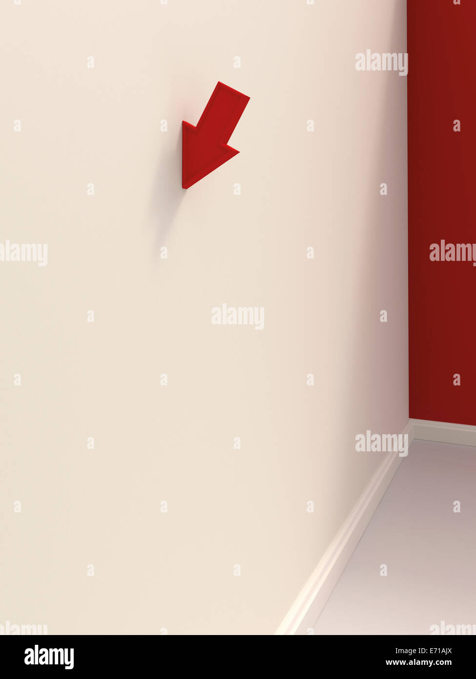 3D Rendering, red arrow at wall Stock Photo - Alamy