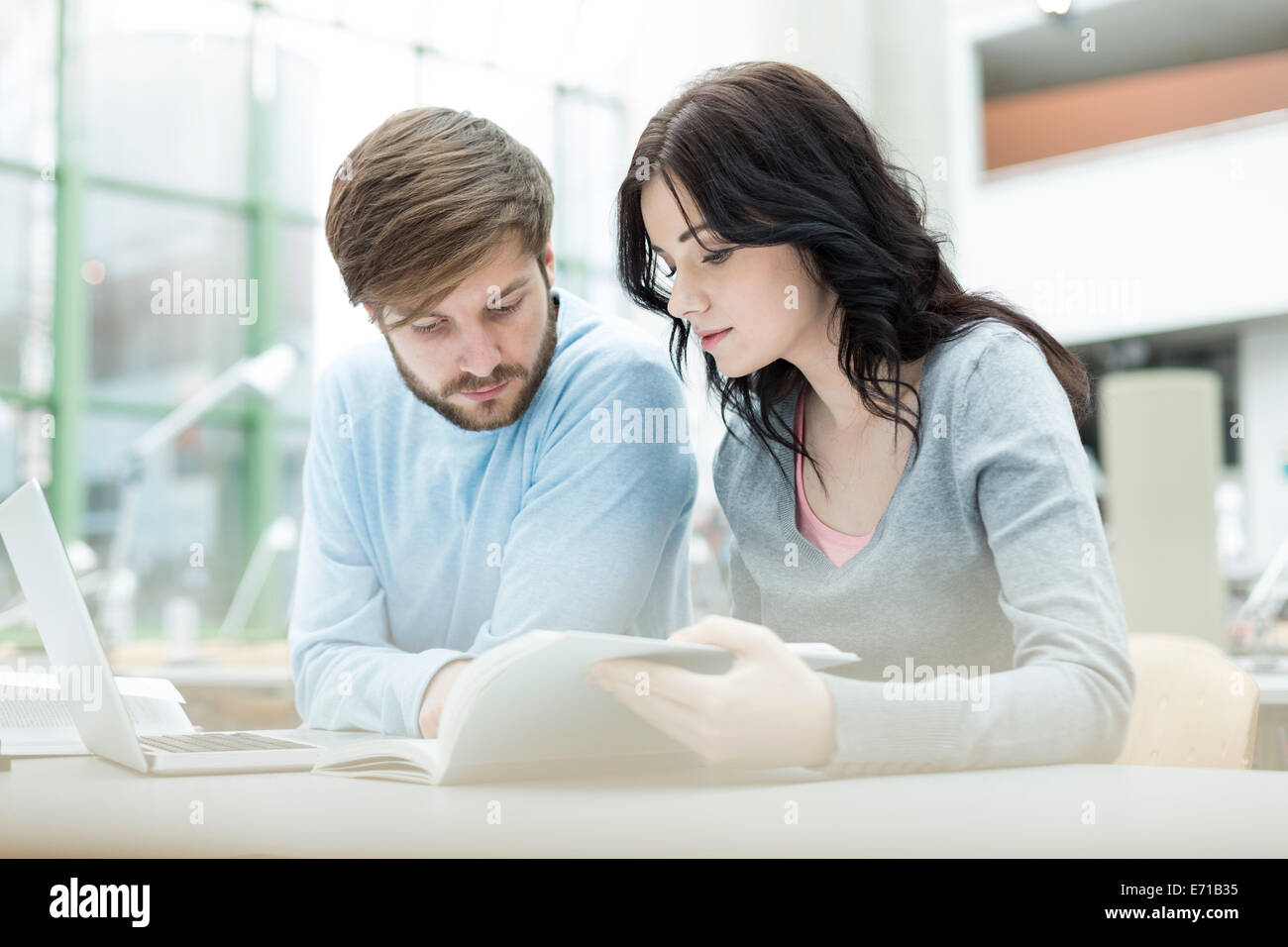 Two students learning in a university library Stock Photo - Alamy