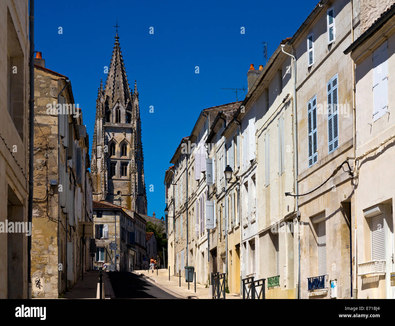 Traditional buildings in a street in the old part of Saintes a town in ...