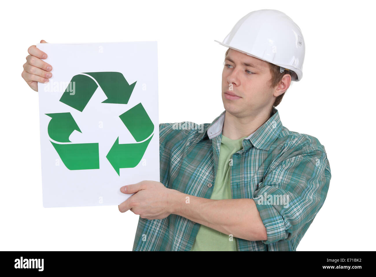 Man holding recycle logo hi-res stock photography and images - Alamy