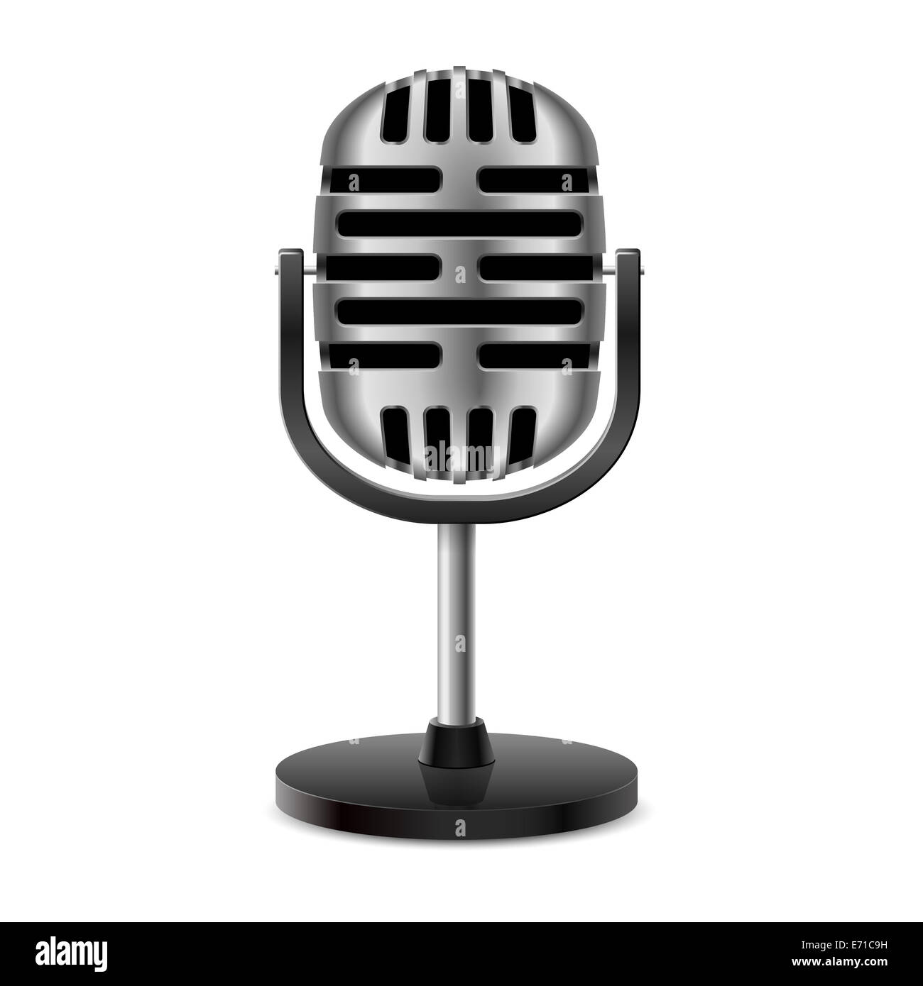 The silver metal vintage retro isolated microphone Stock Photo - Alamy