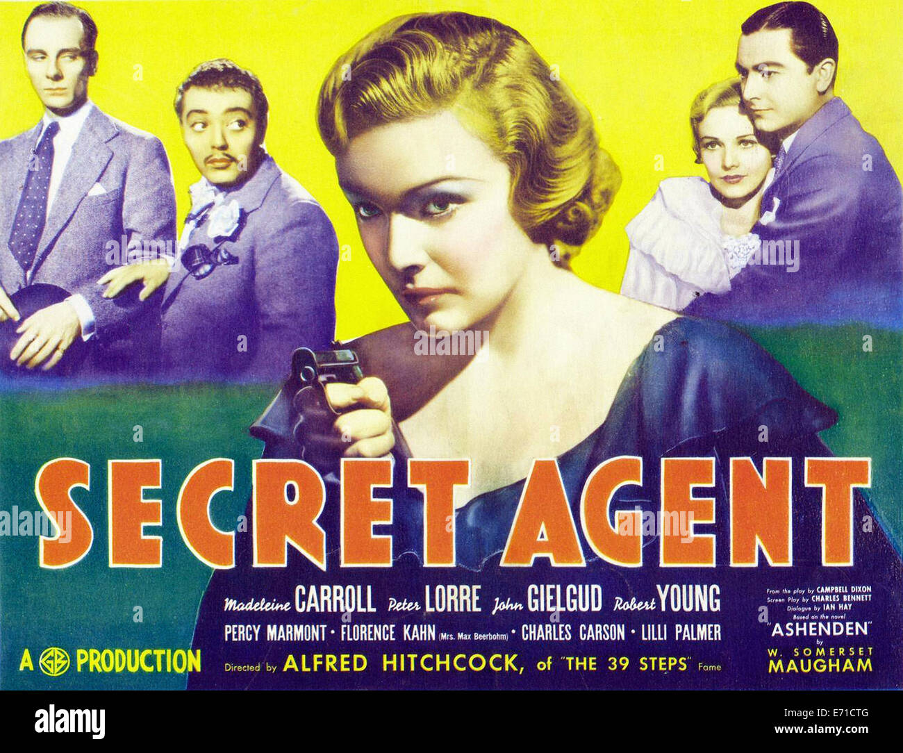 Secret Agent - Movie Poster - Director: Alfred Hitchcock - 1936 Stock ...