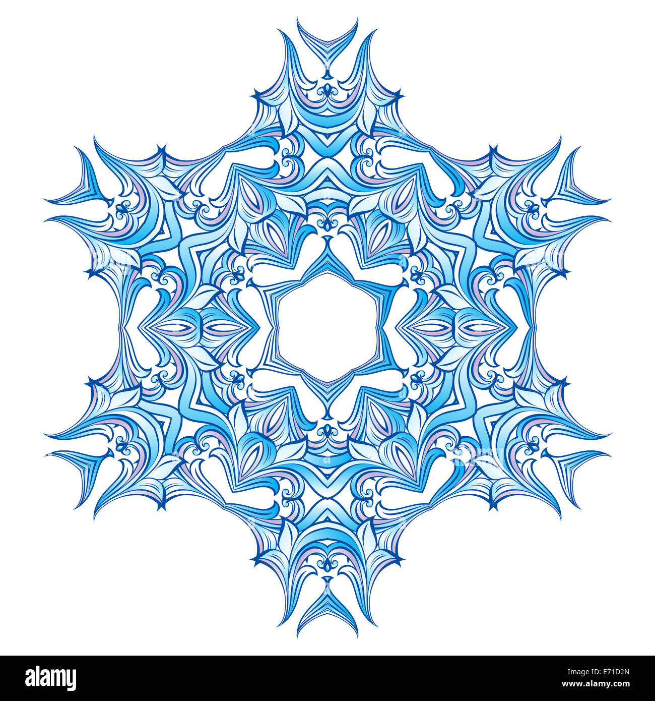 Blue Snowflake design isolated on white background-for winter holidays ...