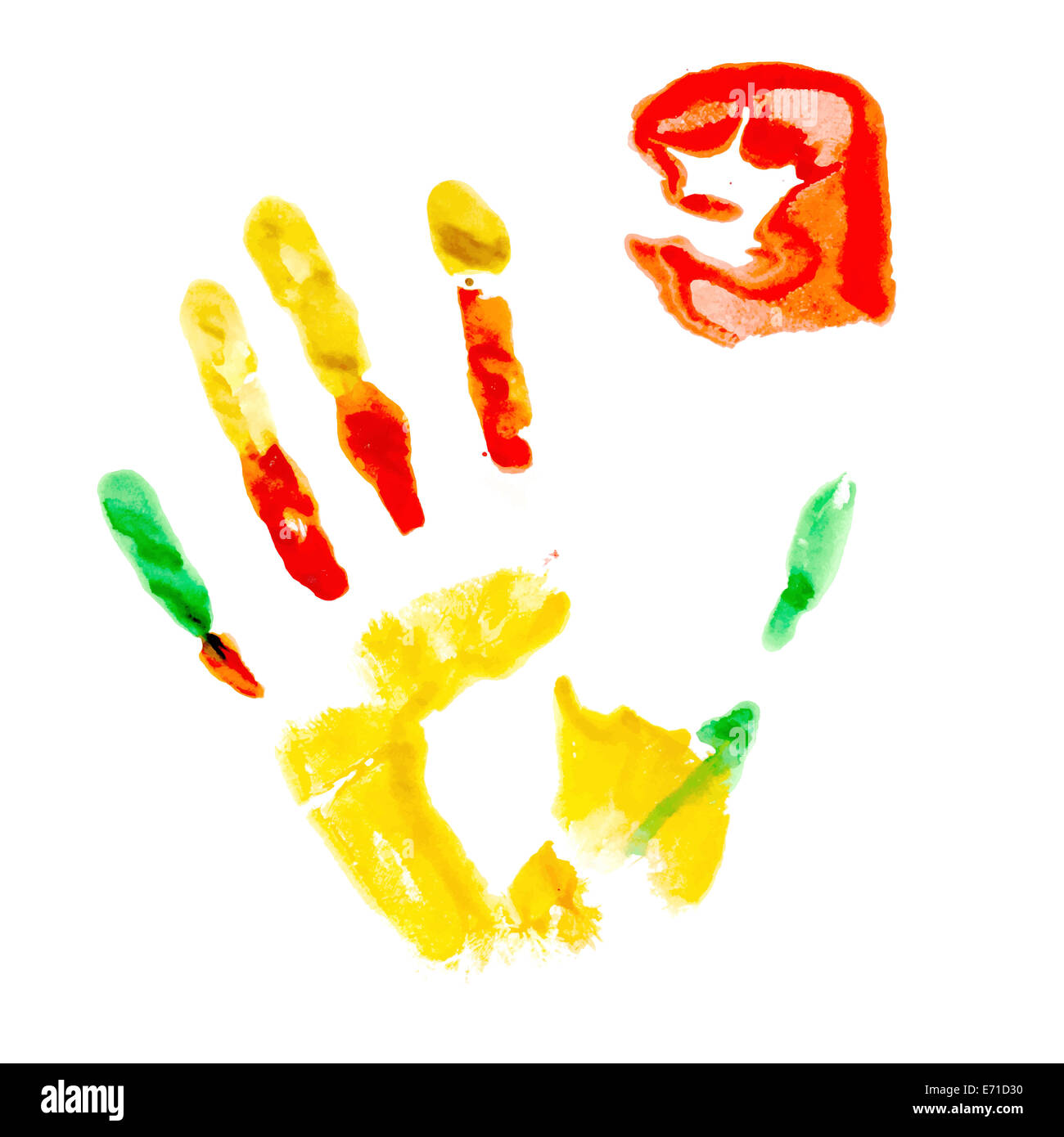 Multicolored paint print of human palm and fist Stock Photo - Alamy