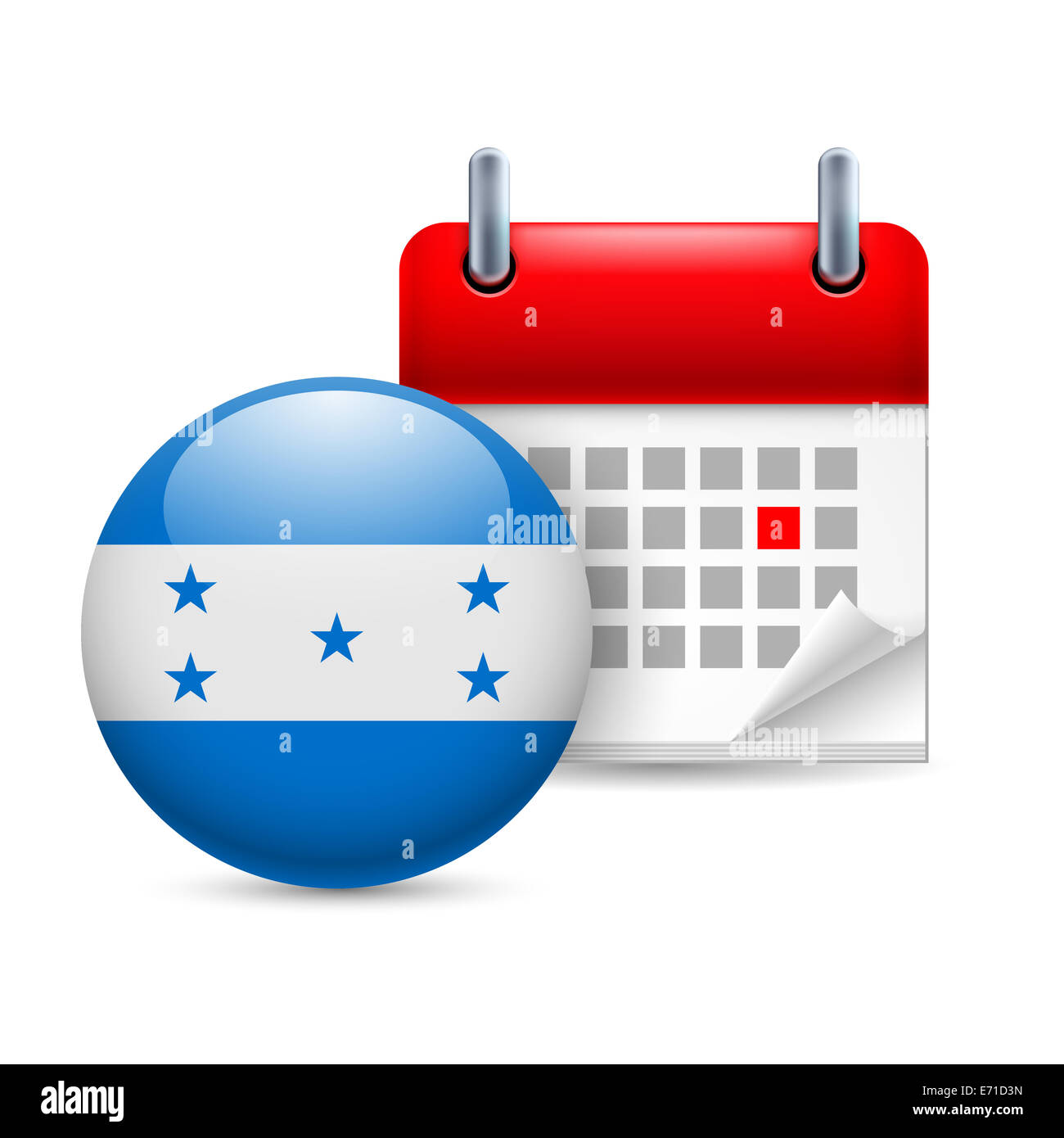 Calendar and round Honduran flag icon. National holiday in Honduras ...