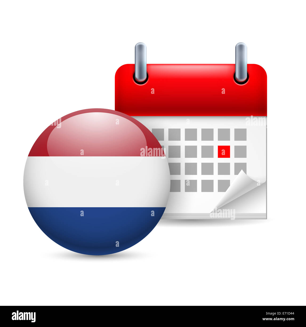Calendar and round Dutch flag icon. National holiday in Netherlands ...