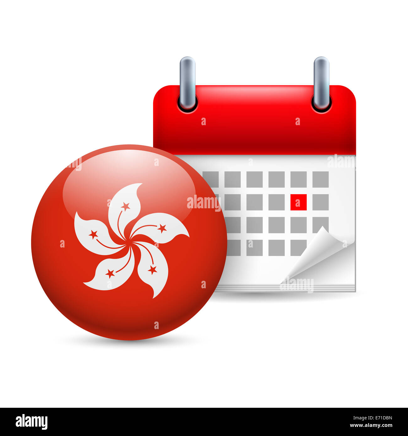 Calendar and round flag icon. National holiday in Hong Kong Stock Photo ...