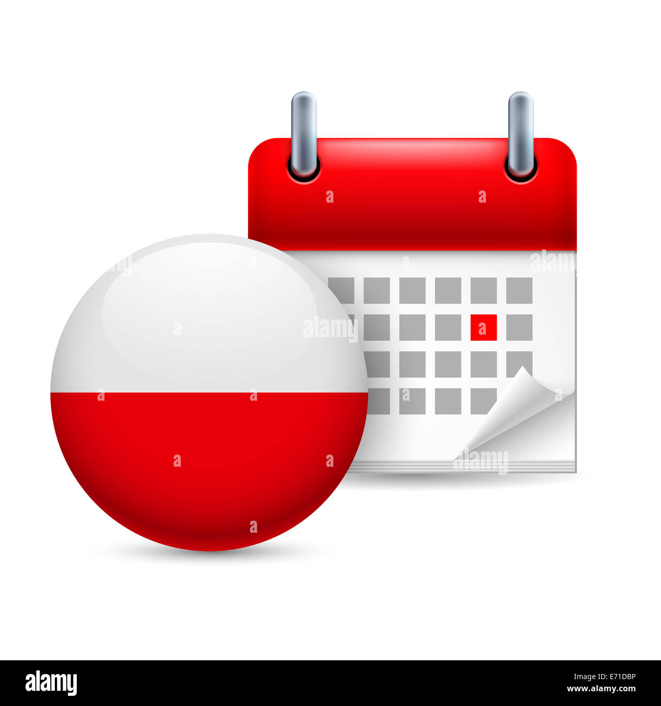 Calendar and round Polish flag icon. National holiday in Poland Stock ...