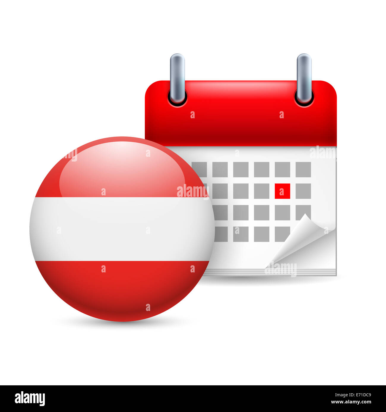Calendar and round Austrian flag icon. National holiday in Austria ...