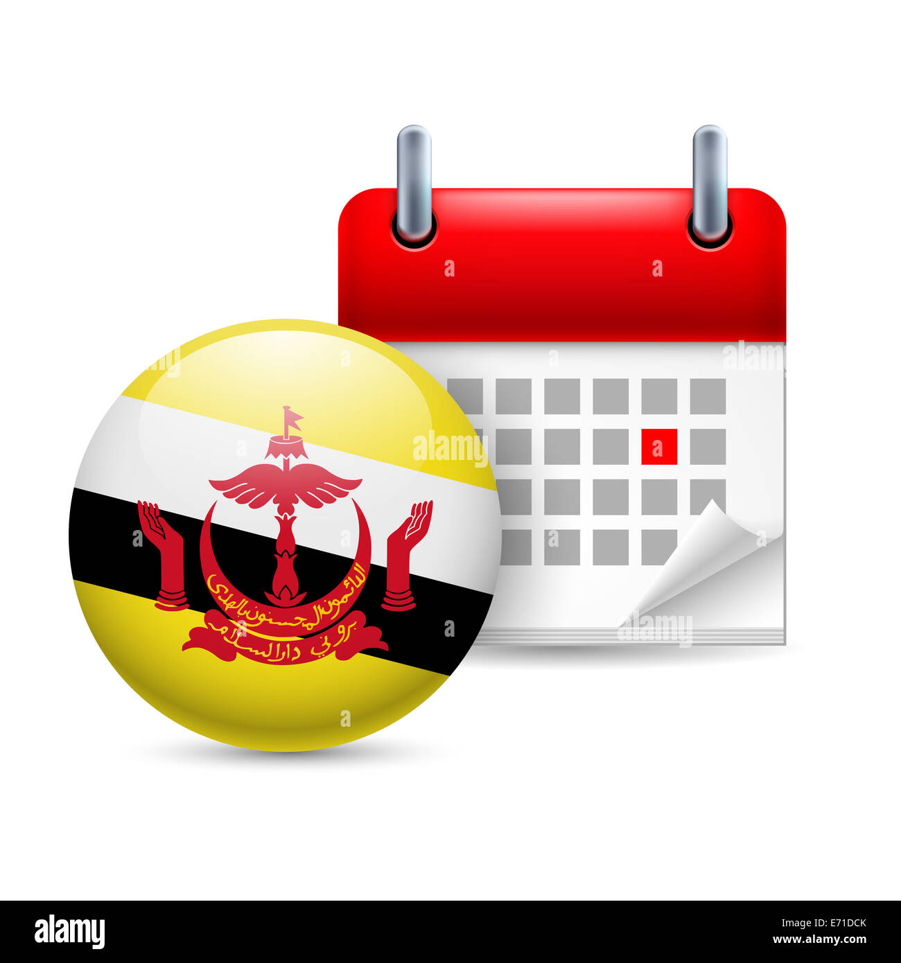 Calendar and round Bruneian flag icon. National holiday in Brunei Stock ...