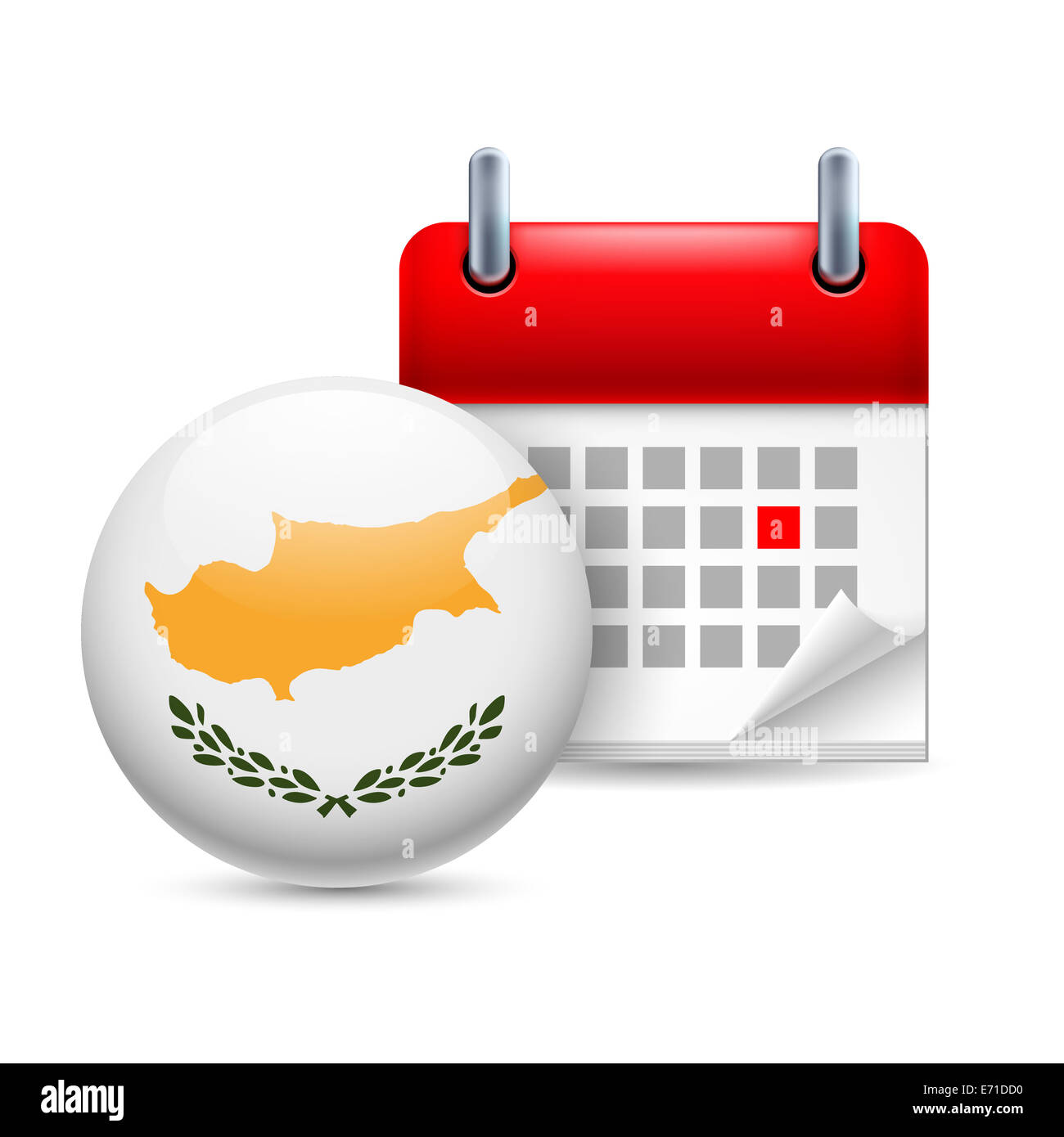 Calendar and round Cypriot flag icon. National holiday in Cyprus Stock ...