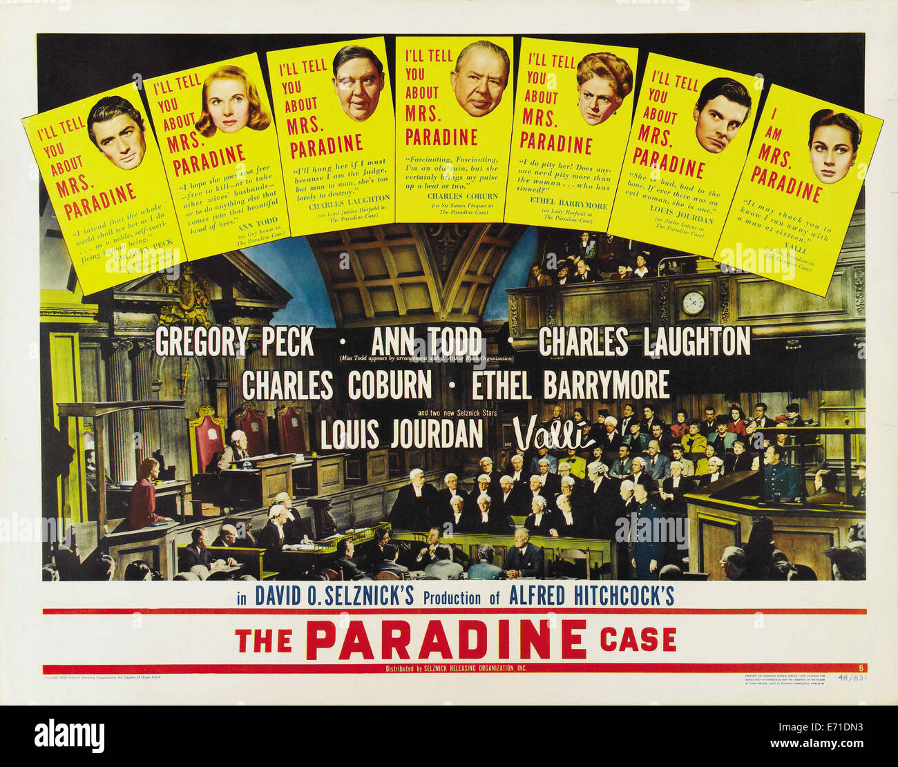 The Paradine case - Movie Poster - Director : Alfred Hitchcock - 1947 ...