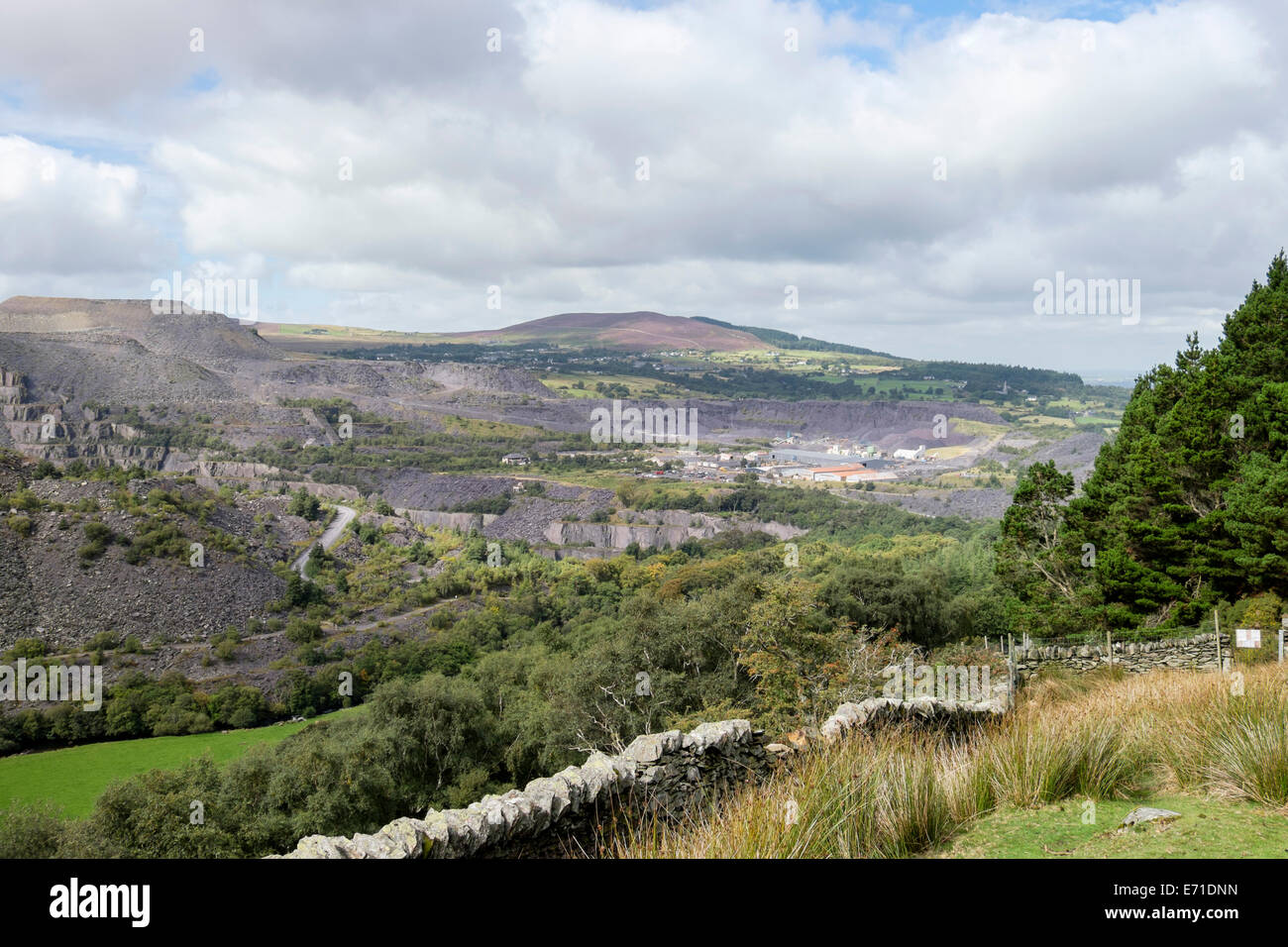 View to Penrhyn slate quarry and spoil heaps near Bethesda, Gwynedd ...