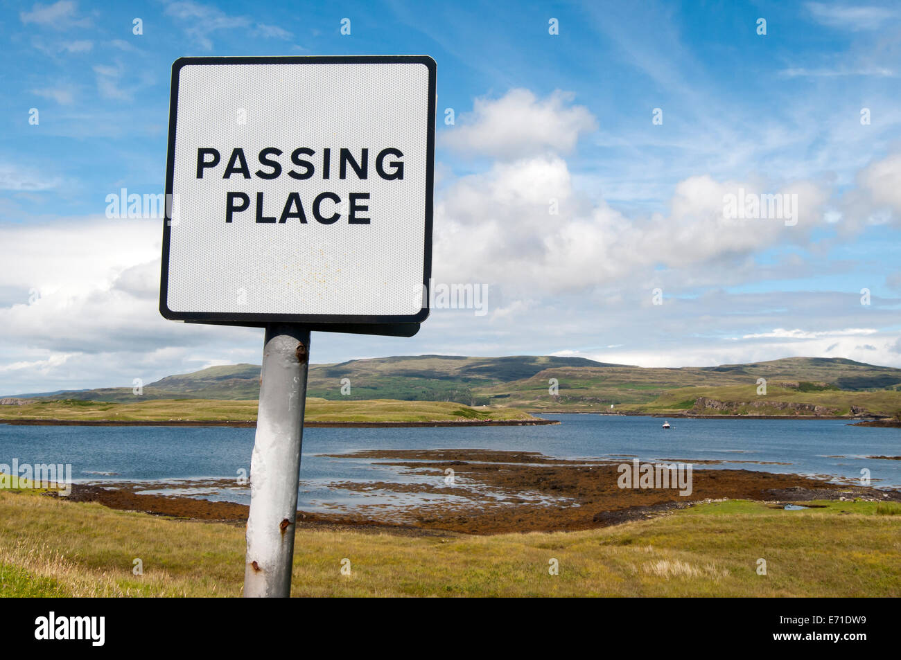 Passing Place Sign on Single-track Road, Isle of Skye, Scotland, UK ...