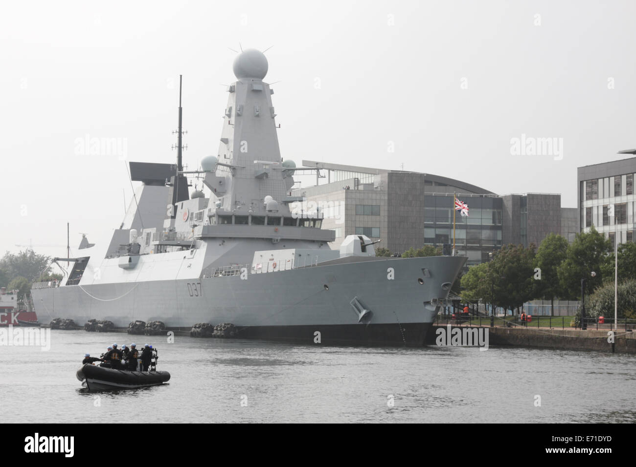 Cardiff, Wales, UK. 3rd September, 2014. HMS Duncan docked at Roath ...