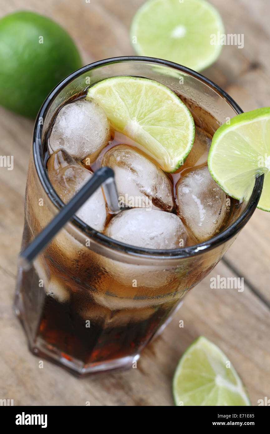 Cold cola soda lemonade drink with ice cubes Stock Photo - Alamy