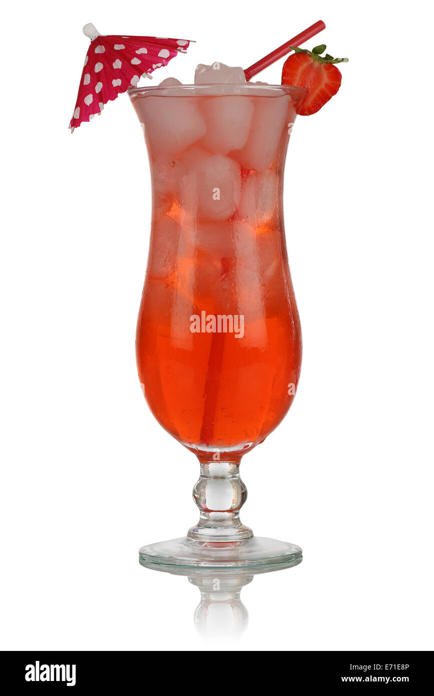 Strawberry fruit cocktail drink isolated on a white background Stock ...