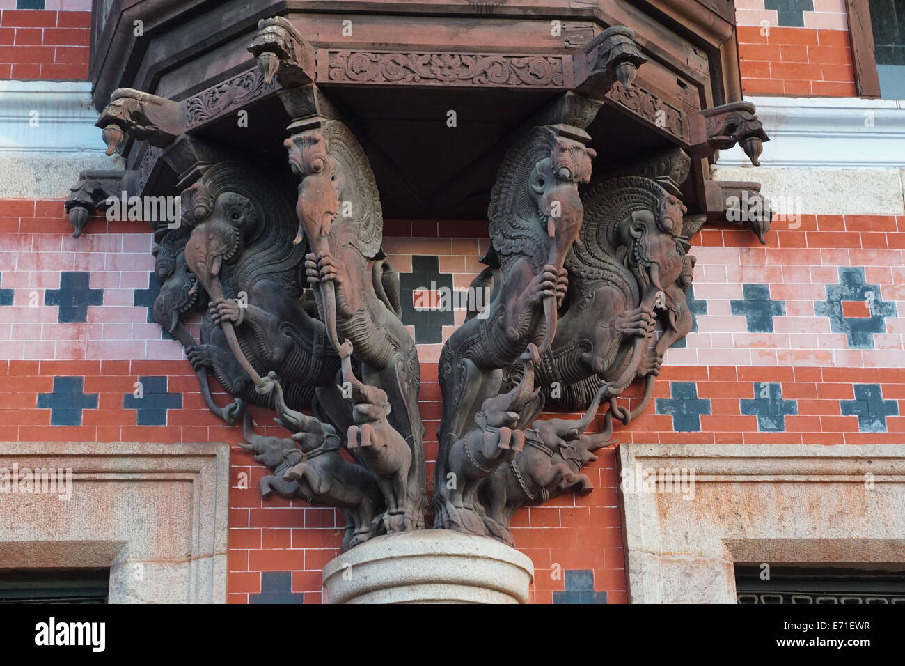 Ornate wooden architectural support structures at the Napier Museum ...